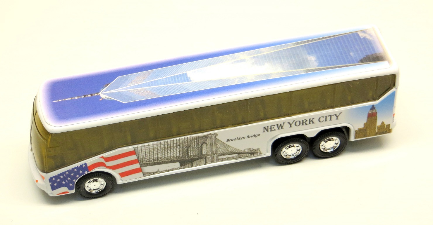 Diecast New York Coach Bus with Freedom Tower with Pullback Action | eBay