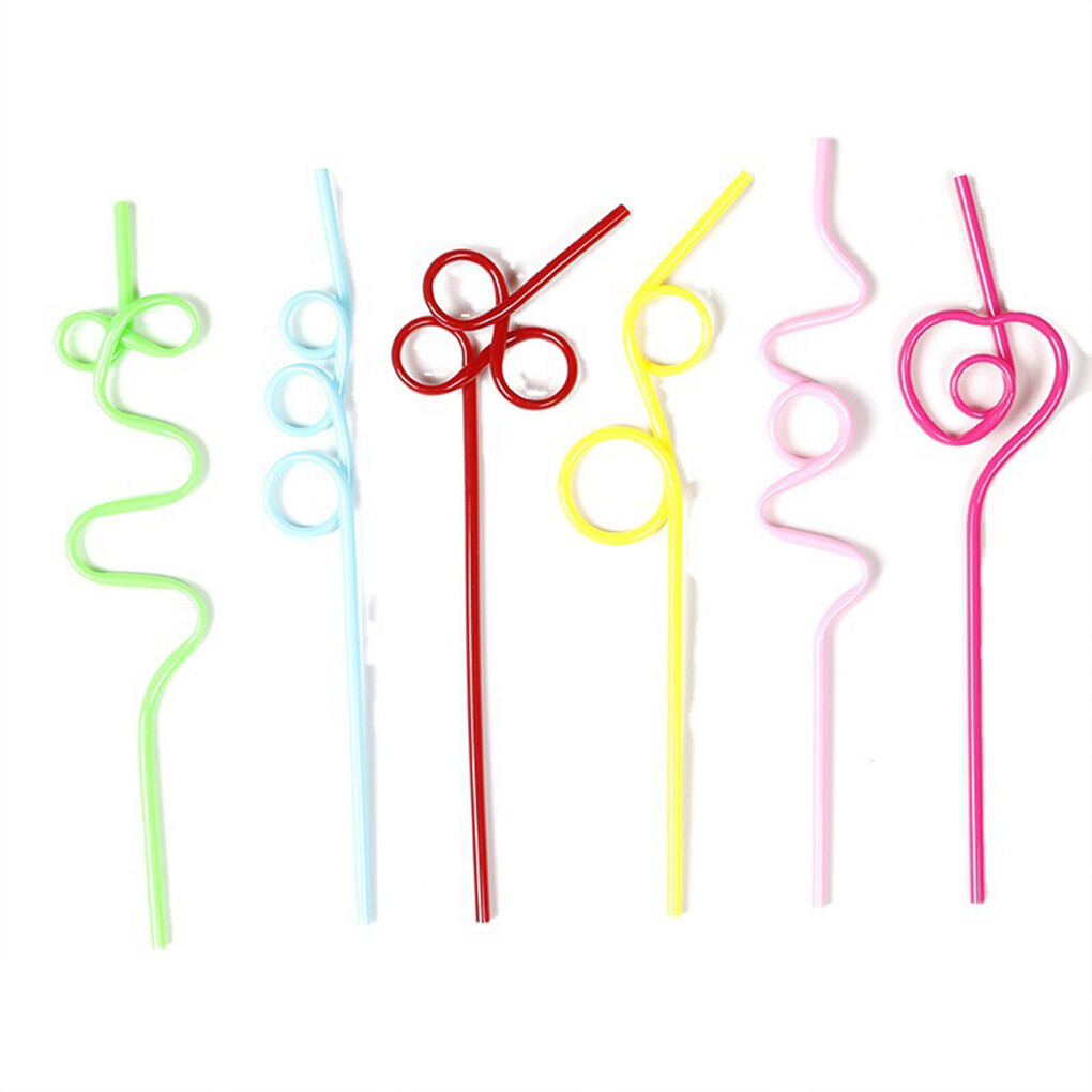10x Birthday Party Crazy Curly Straws Materials Thickened Straw ...