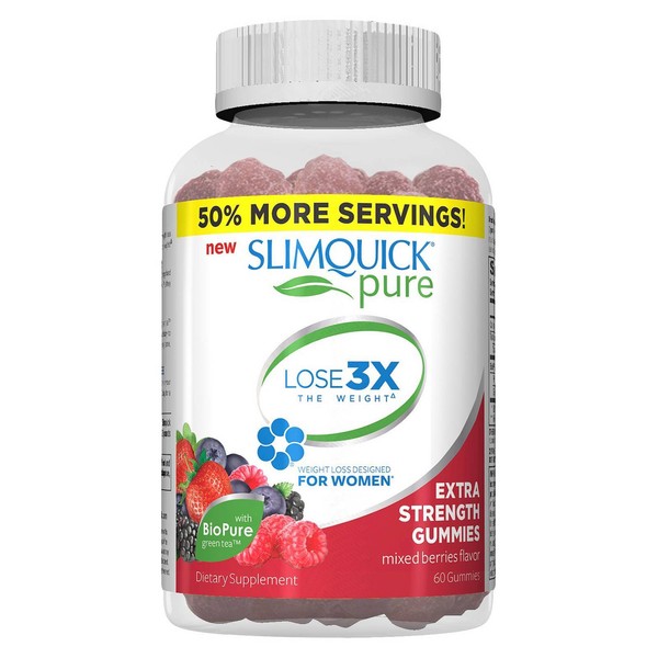 Slimquick Pure For Women Dietary Supplement Gummies Mixed Berries for ...