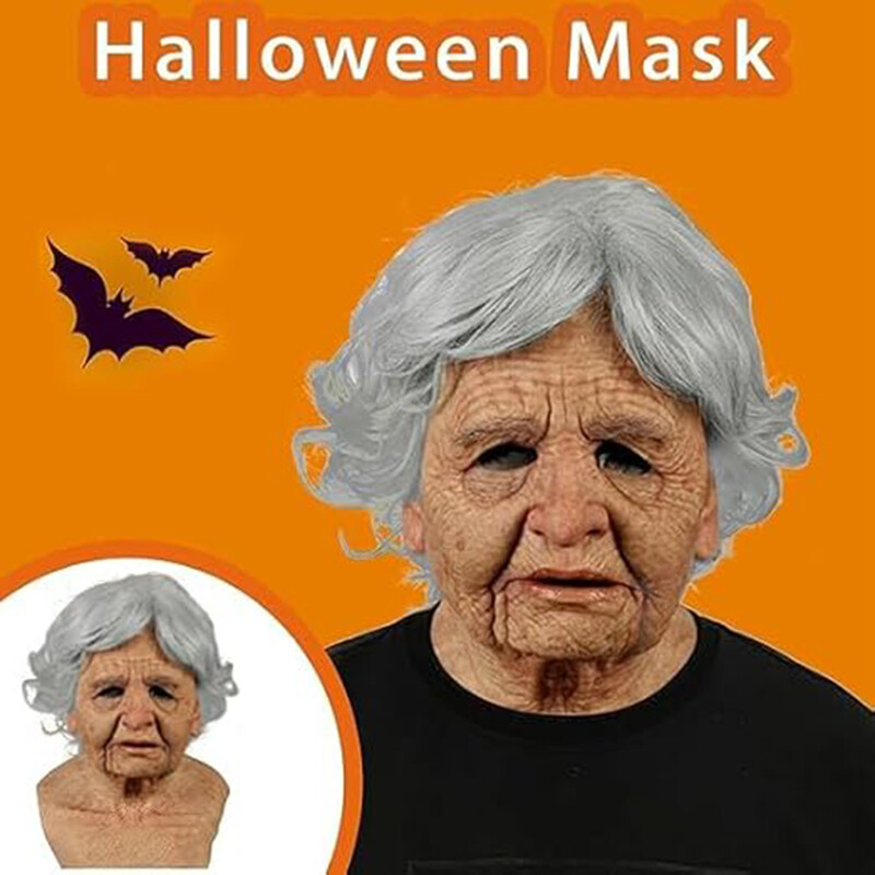 Halloween Mask Realistic Old Man Mask Creepy Human Latex Mask Scary ...