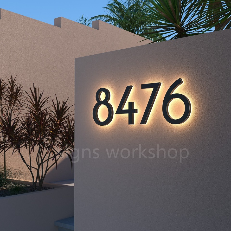 Custom House Numbers👍🏻LED Backlit Number Sign,Address Sign Metal House ...