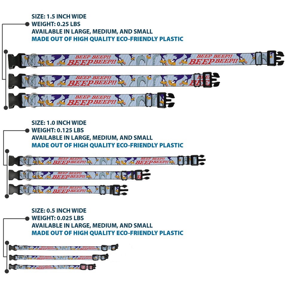 Plastic Clip Collar MEEP MEEP!! w/Road Runner Poses Baby Blue WIDE-S ...