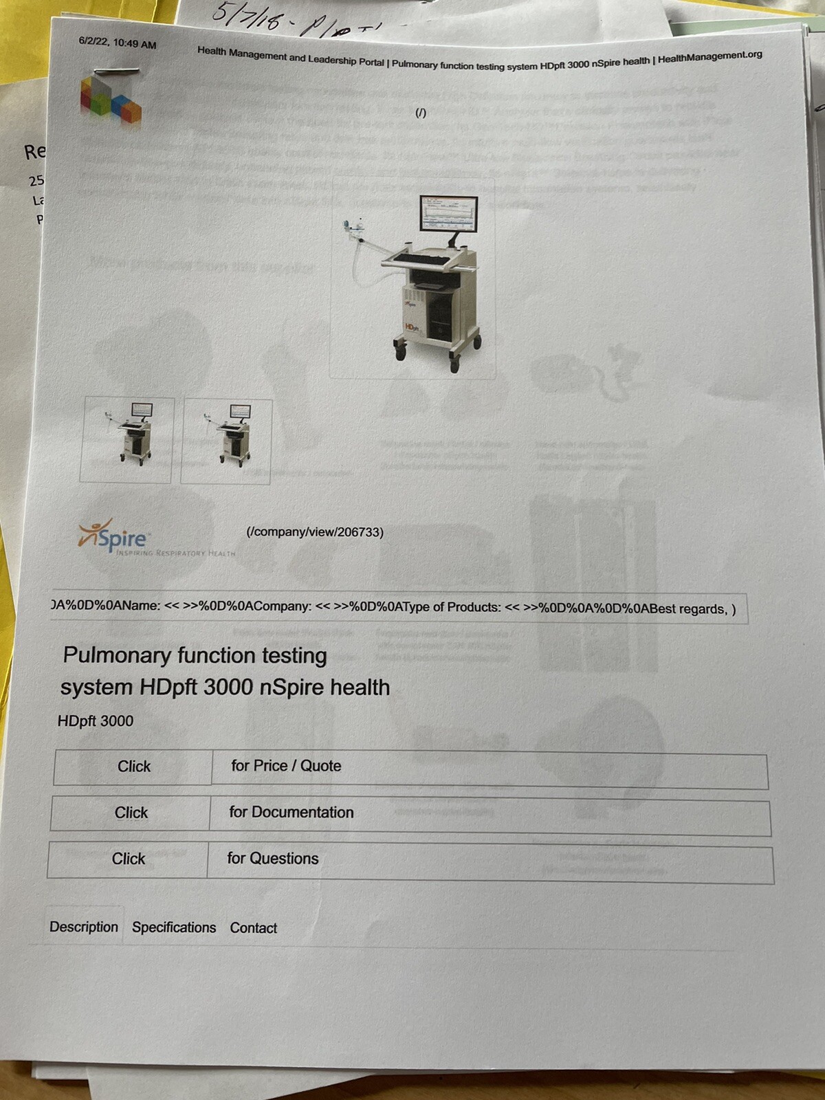 HDpft 4000 Body Box and HDpft 3000 nSpire Health Pulmonary Function ...