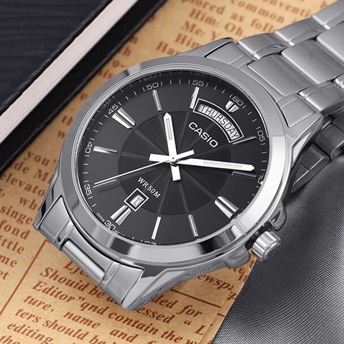Casio Men MTP-1381D-1AVDF Analog Stainless Steel Band silver Watch ...