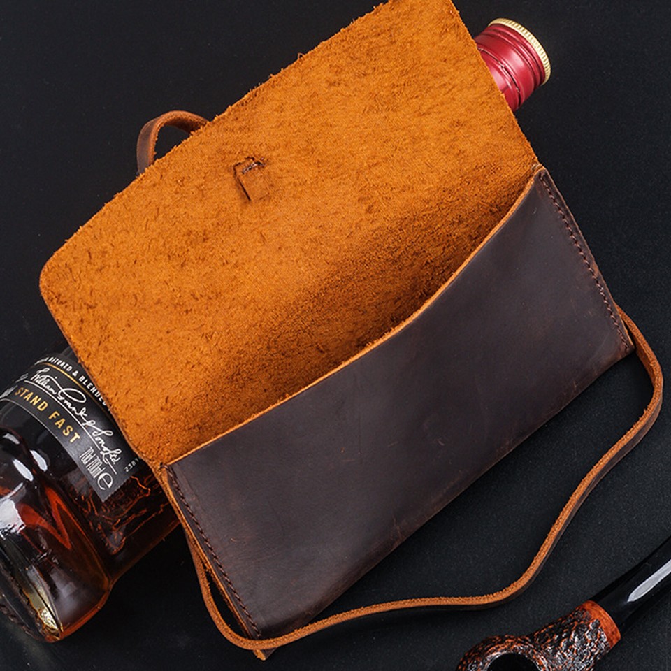 Crazy Horse Leather Folding Pipe Bags Tobacco Roll Pipe Accessories ...
