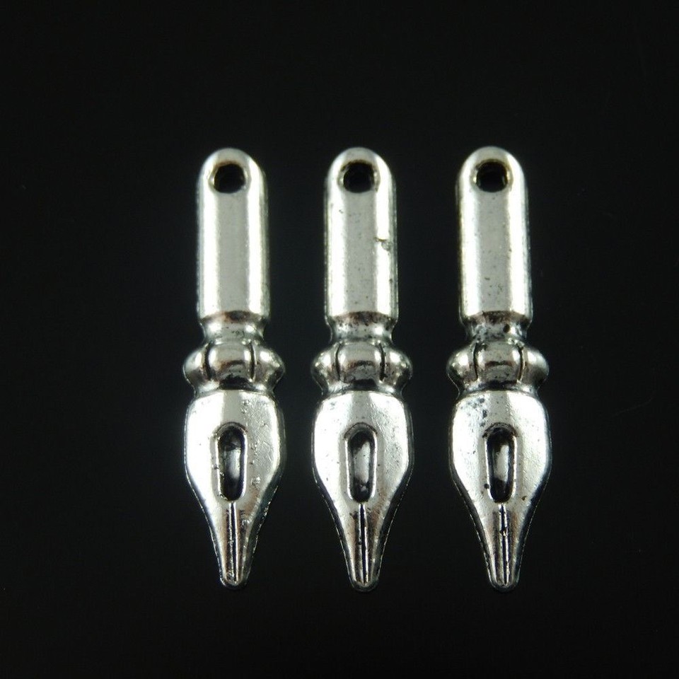20PCS Antique Silver Alloy 32x7mm Pens Pendant Charms Jewelry DIY ...
