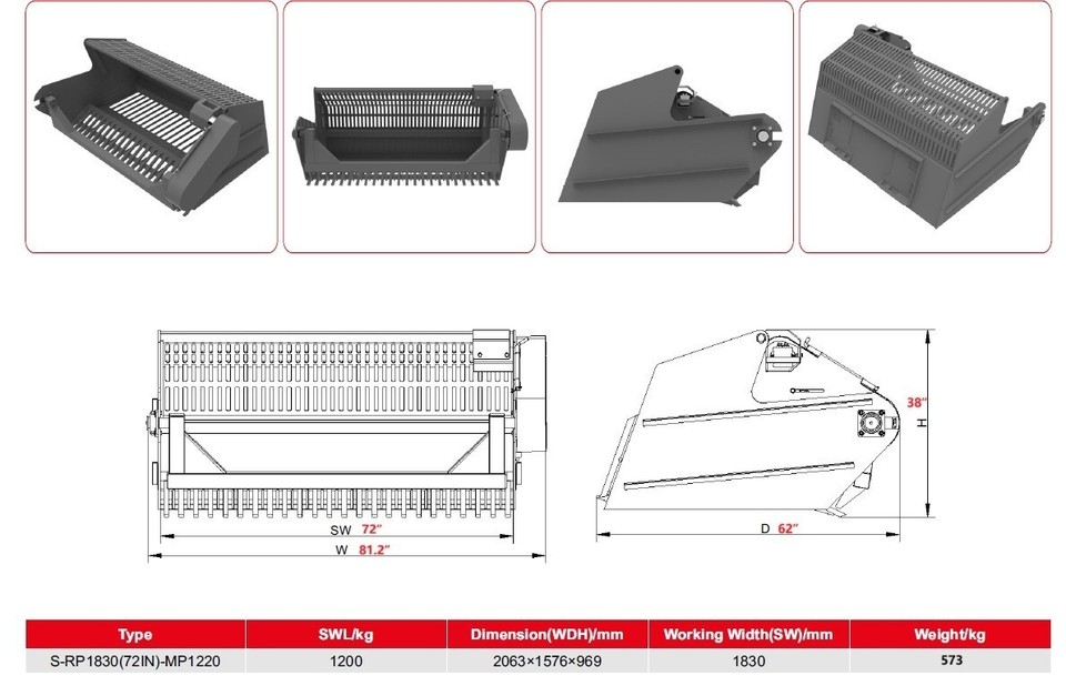 Skid Steer Extreme Duty Rock Picker Bucket Attachments for Sorting Soil ...