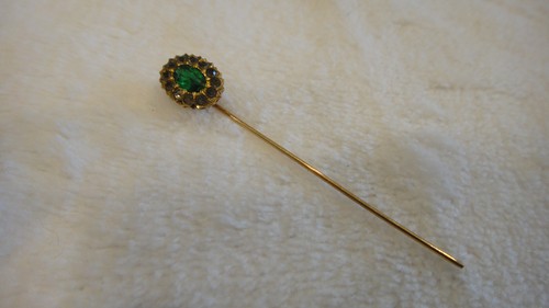 COOL Vintage Antique Estate Jewelry 14k Gold Emerald Green Stone Stick ...