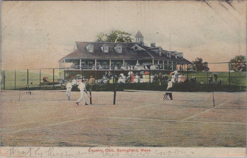 Country Club Springfield MA 1908 Tennis Clubhouse Spectators Postcard ...