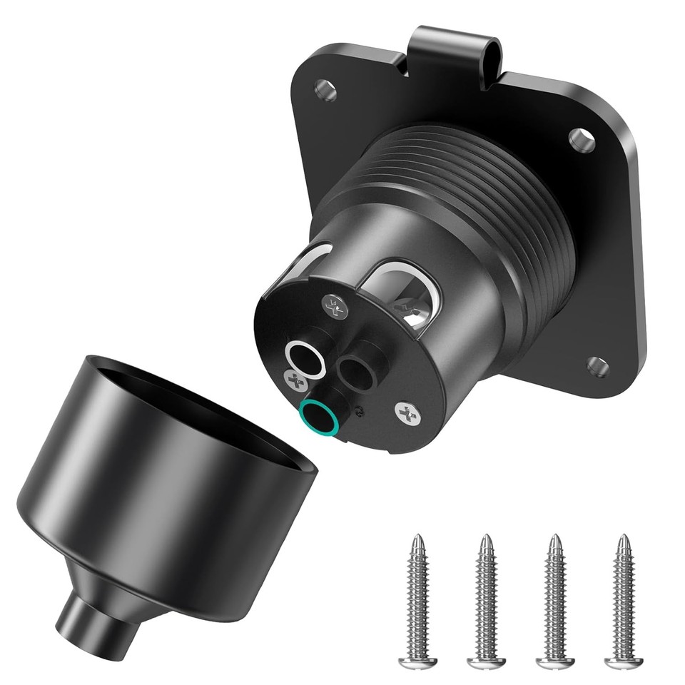 Flanged Inlet Male Power Receptacle NEMA 5-15P RV Shore Plug 15 Black ...