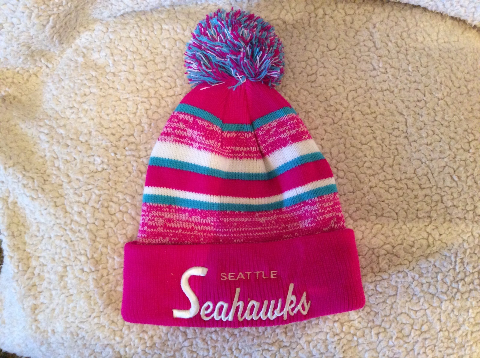 Seattle Seahawks PINK Multi Colors Tassel Hat Fleece Lined | eBay