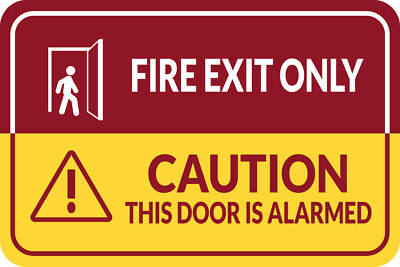 Classic Framed Plus Fire Exit Only Caution This Door Is Alarmed Sign | eBay