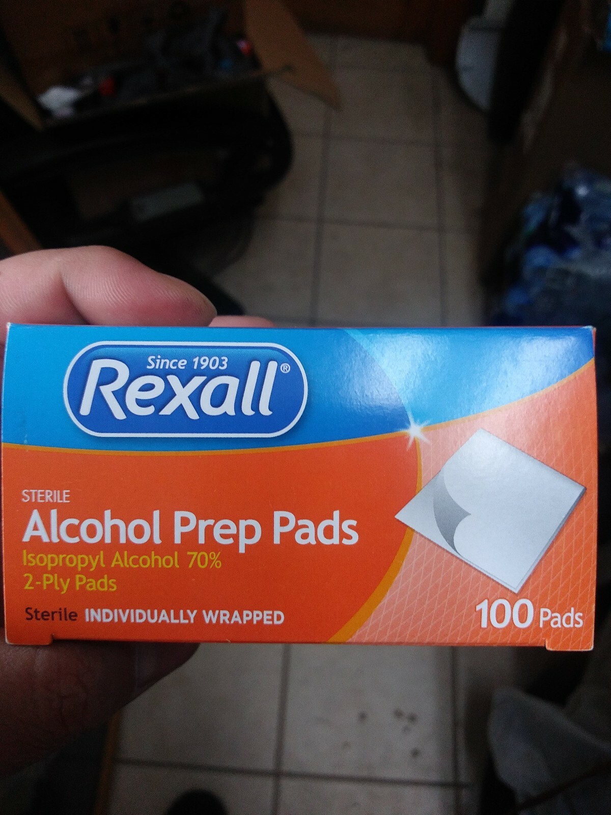1 Box of 100ct Rexall 70% Isopropyl Alcohol Prep Pads Sterile ...