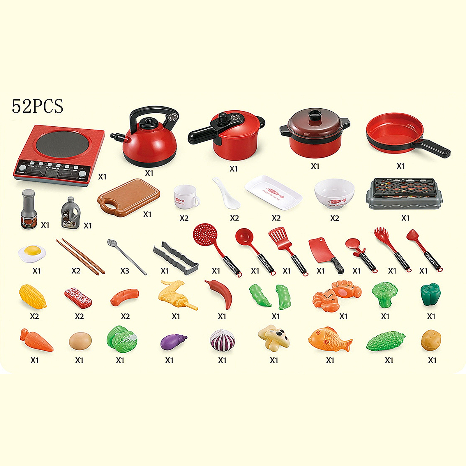 38Pcs Pretend Play Kitchen Set | Kitchen Cookware Playset Toys ...