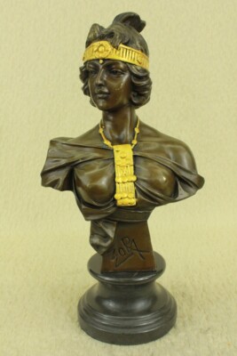 Zora Bronze Female Bust Statue Sculpture Art Deco by Emmanuel Villanis ...