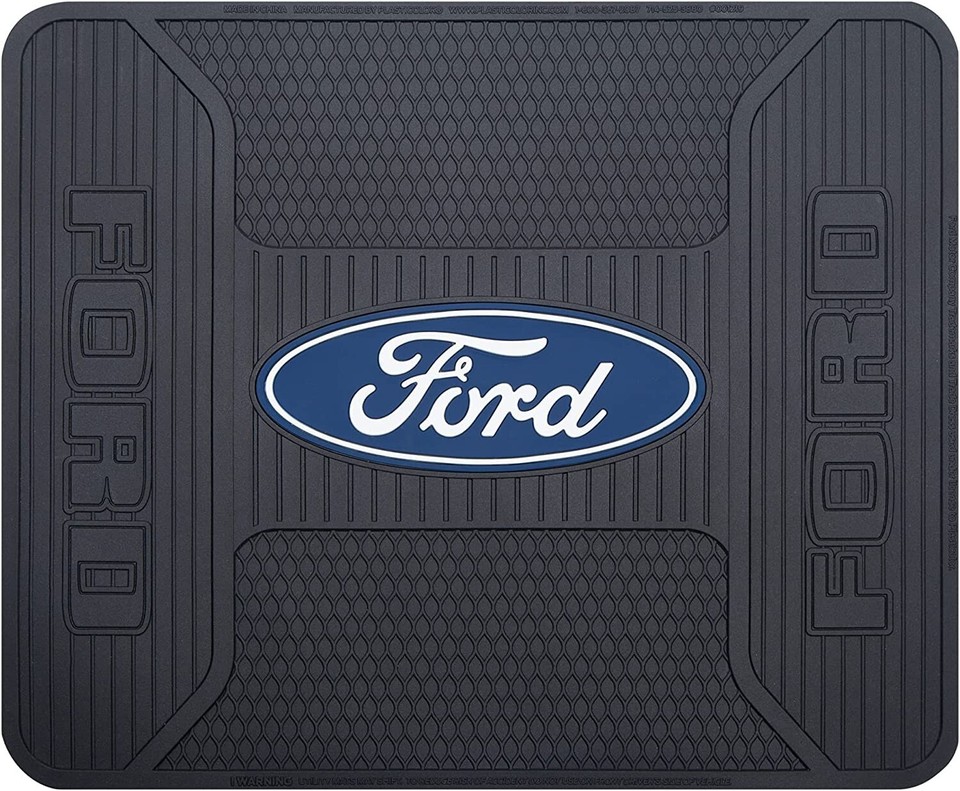 (2) Rear Floor Mats FORD OEM FACTORY LOGO Rubber Liner Black Slush ...