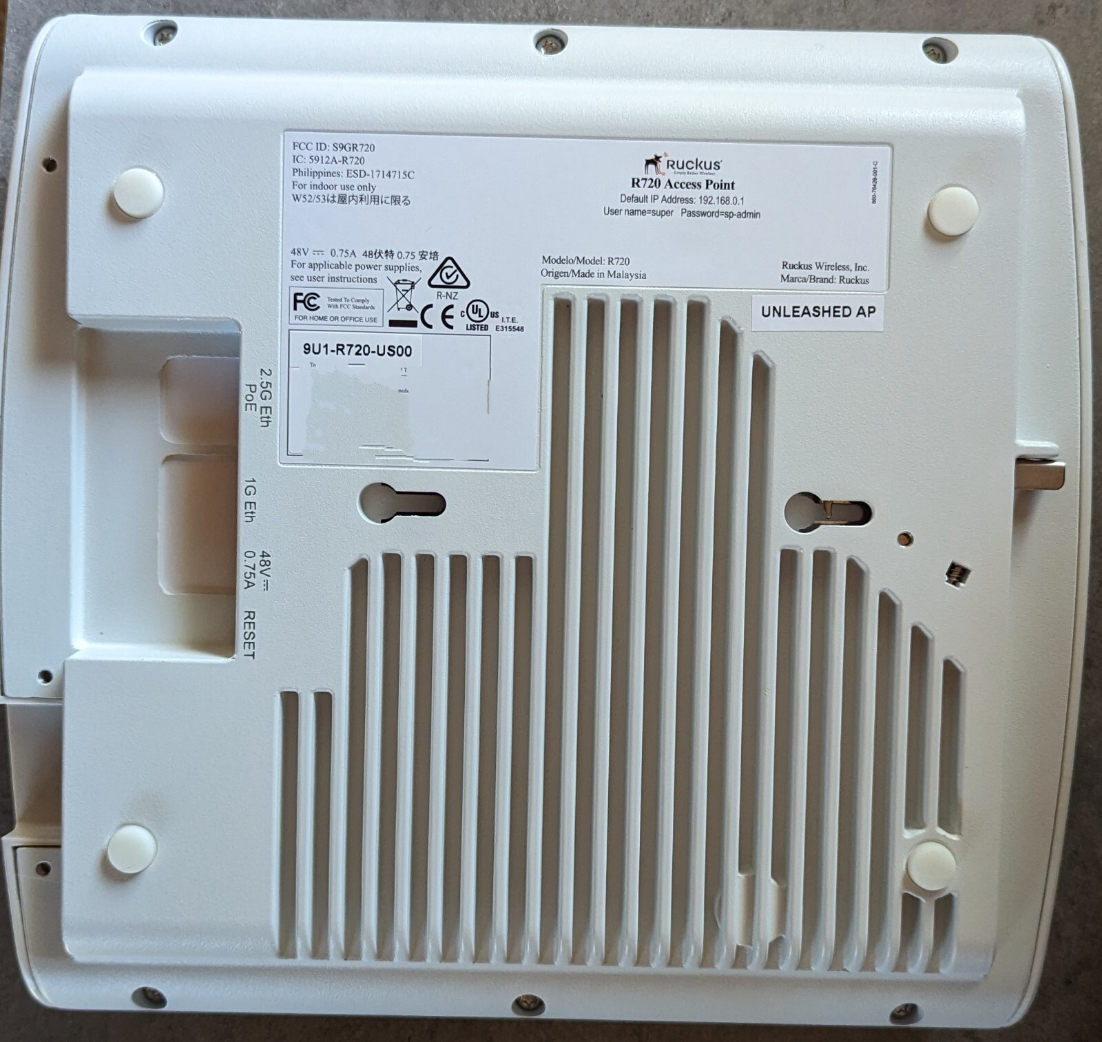 Ruckus 9U1-R720-US00 ZoneFlex Unleashed Wireless Access Point for sale ...