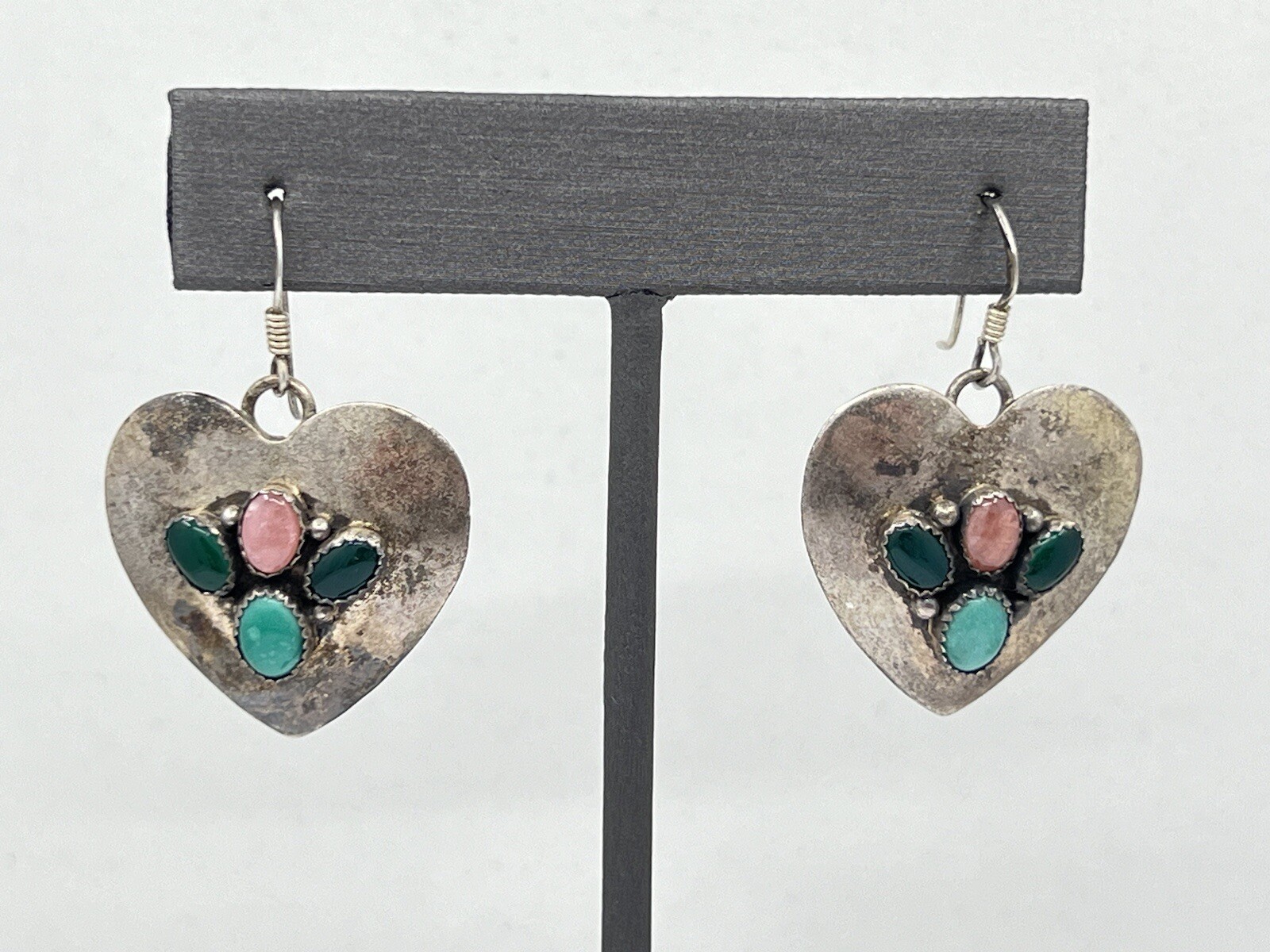 Jay King DTR Sterling Silver Multi Stone Heart Dangle Earrings 1.5” 7 ...