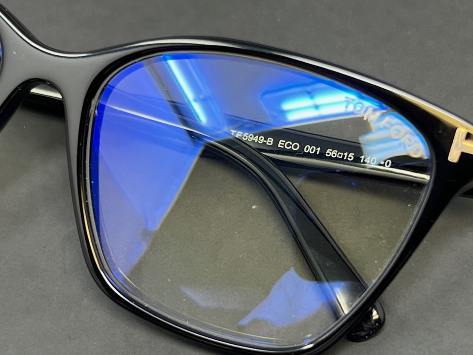 Tom Ford FT5949-B/V ECO 001 Black 56mm Blue Block Cat Eye Women's ...