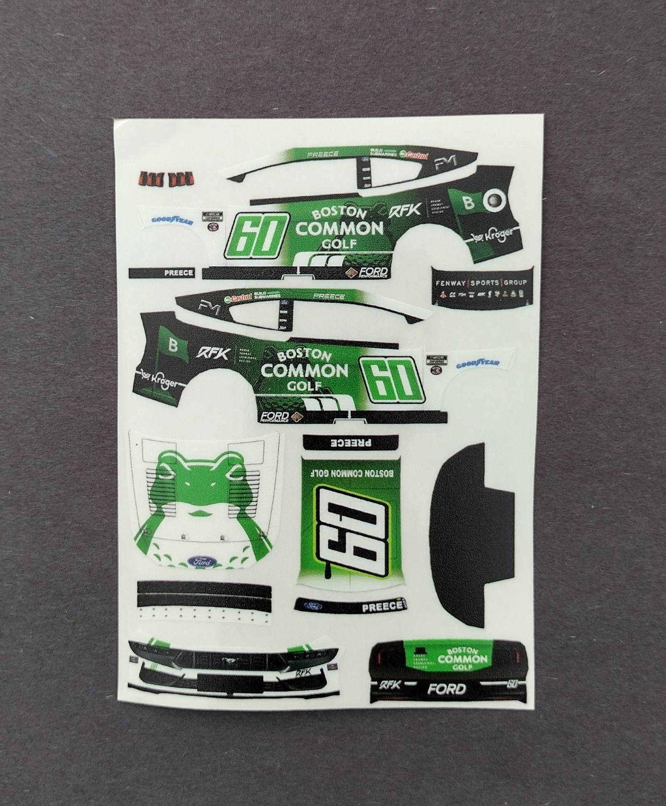 2025 Custom Ryan Preece #60 Boston Common Golf 1/64 Peel & Stick Decals ...