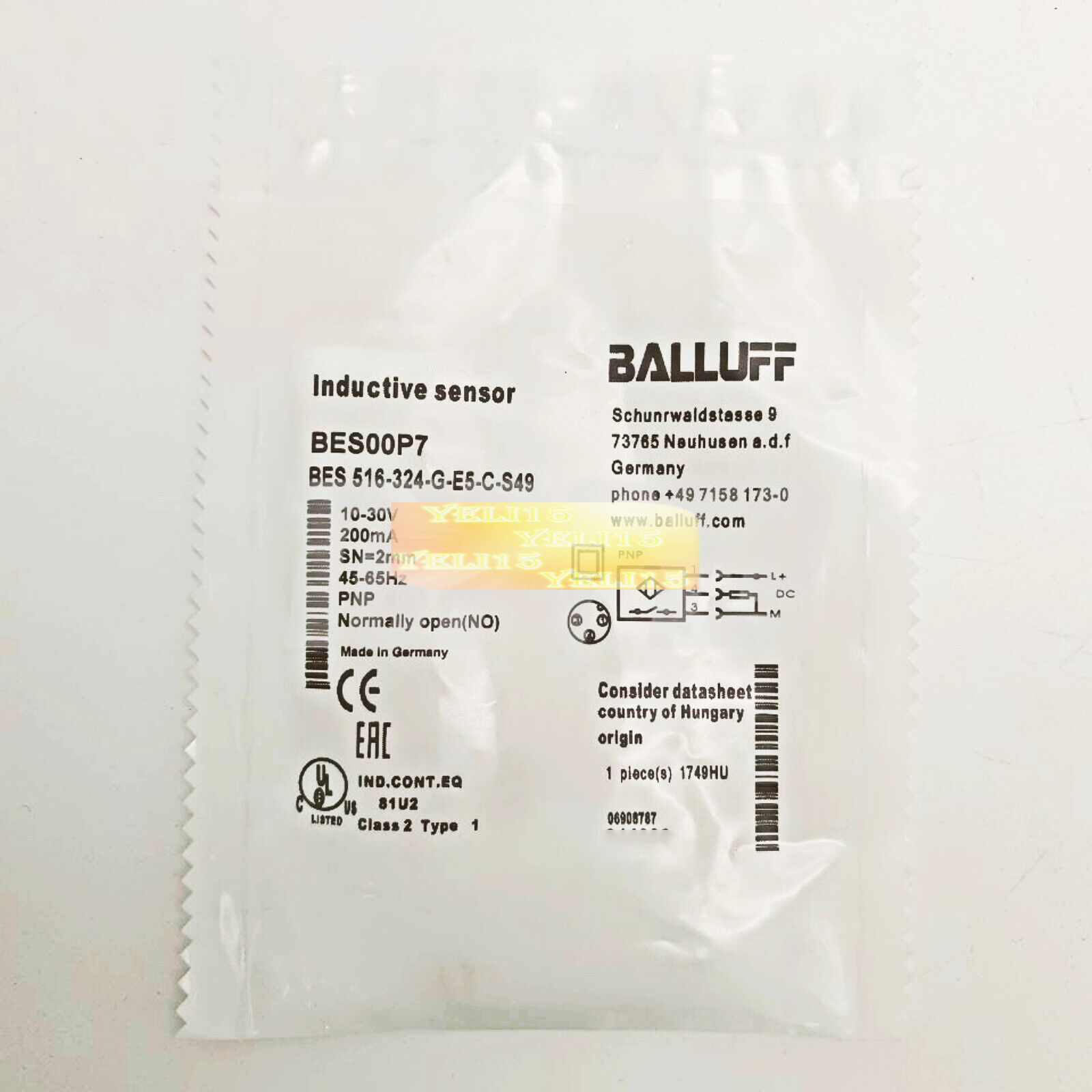 Balluff Bes00p7 Inductive Barrel Proximity Sensor 516-324-g-e5-c-s49 ...