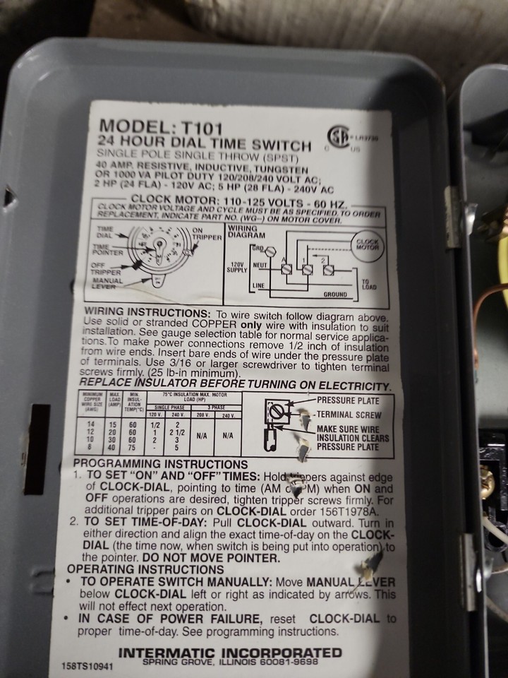 Intermatic T101 24-Hour Mechanical Timer | eBay