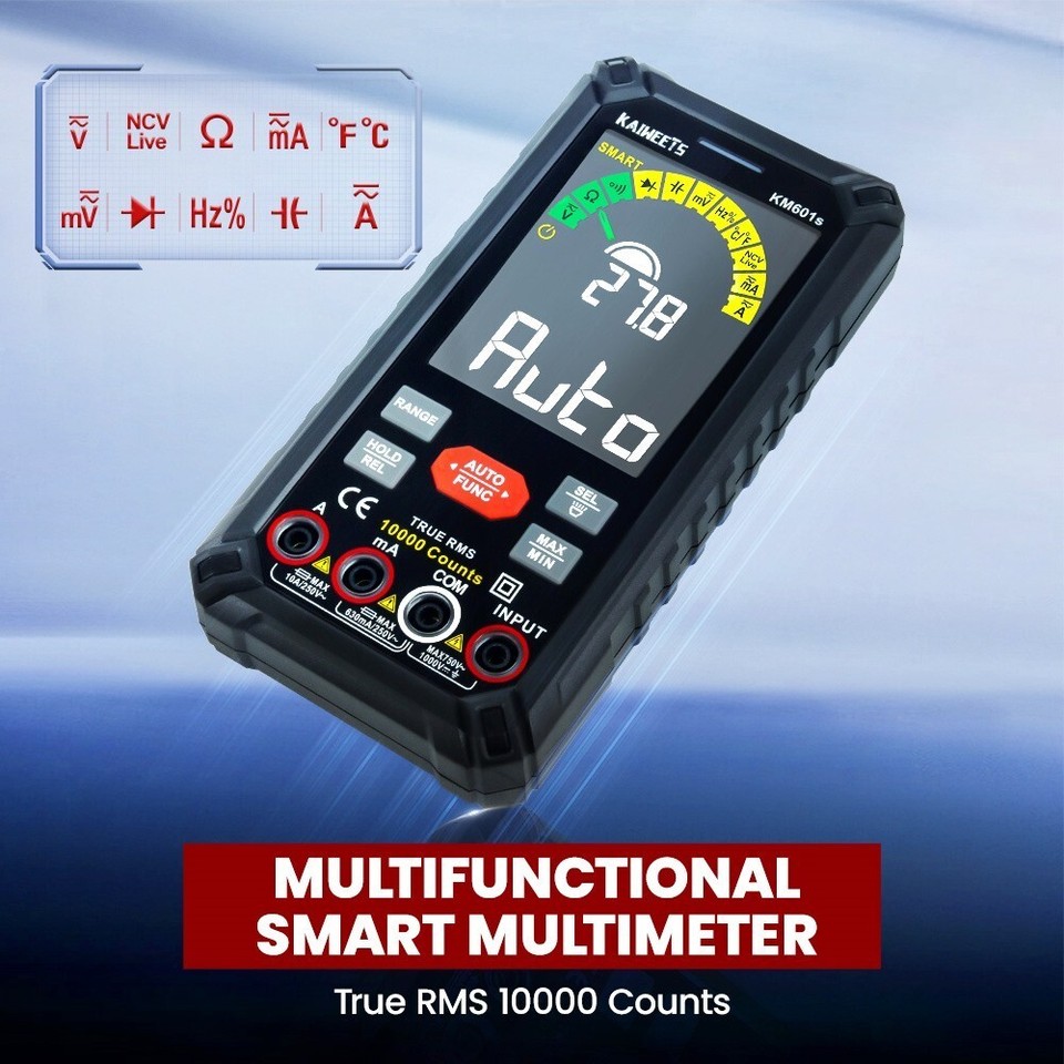 KAIWEETS KM601S Digital Multimeter 10000 Count 10A True-RMS Meter ...