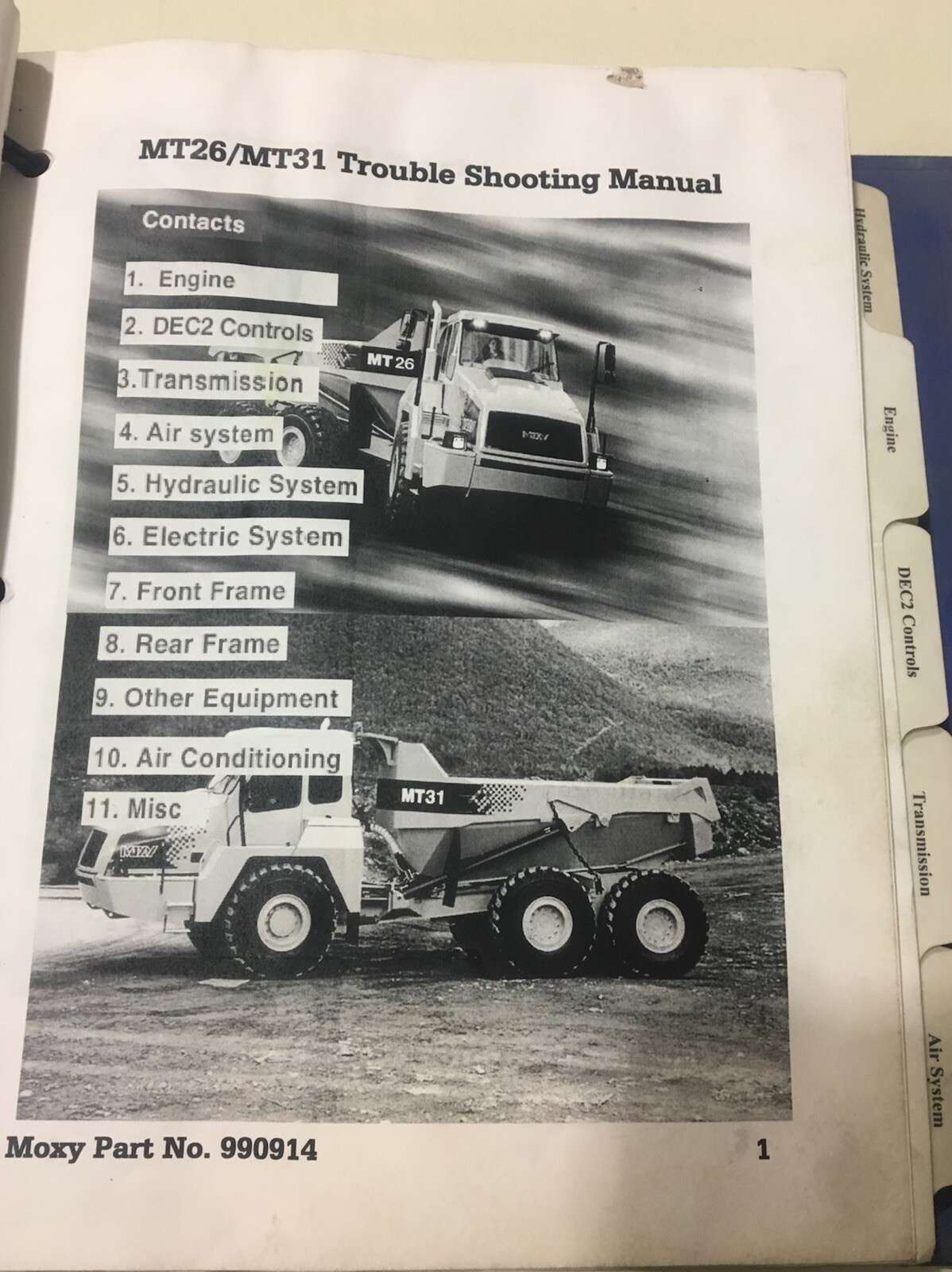 Moxy MT26/MT31 Dump Truck Trouble Shooting Manual | eBay