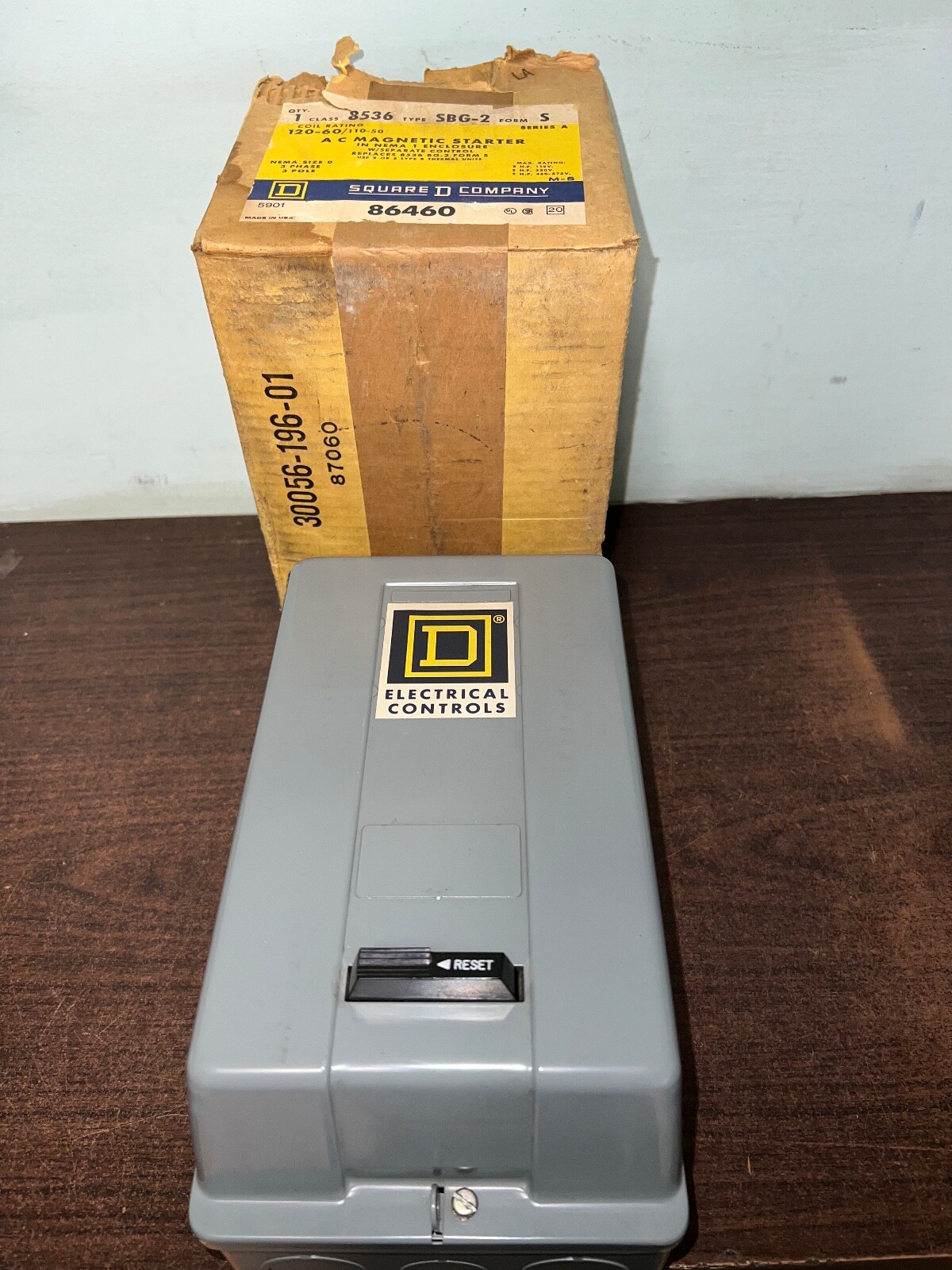 Square D Size 0 Enclosed Motor Starter 120 VAC Coil 5 HP 8536SBG2S for ...