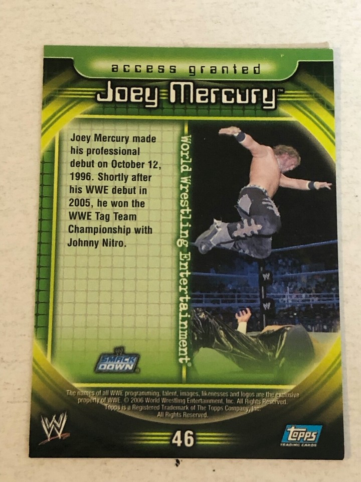 Joey Mercury WWE wrestling Access Granted 2006 trading Card #46 | eBay