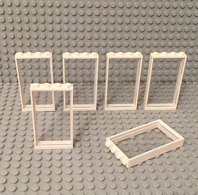Lego 6 White Door Frame 1x4x6 With Trans-clear Glass / City Window ...