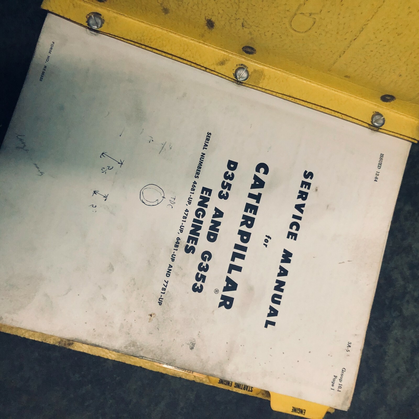 CATERPILLAR CAT D353 G353 ENGINE SERVICE MANUAL S/N 64B 46B 47B 77B ...