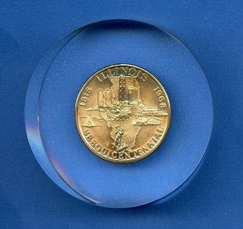 1968 Illinois State Seal Sesquicentennial Coin 2 3/4" Acrylic ...