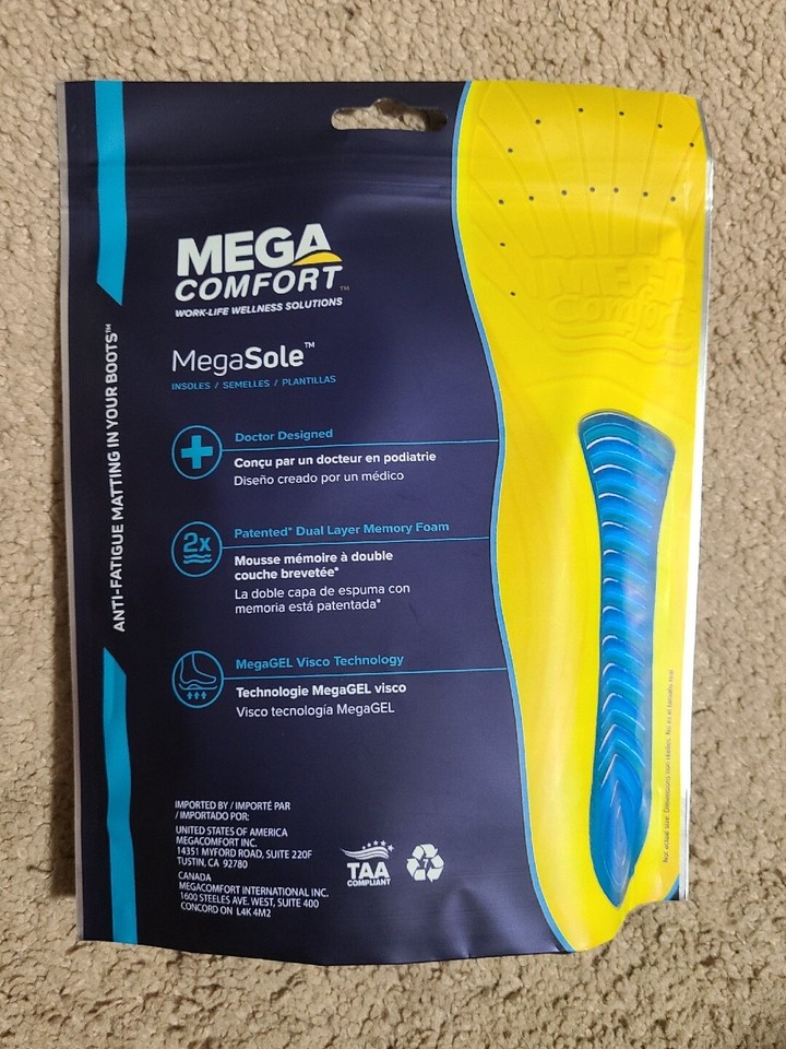 NEW Mega Comfort MEGASOLE Insoles Thin Profile for Casual & Work Womens ...