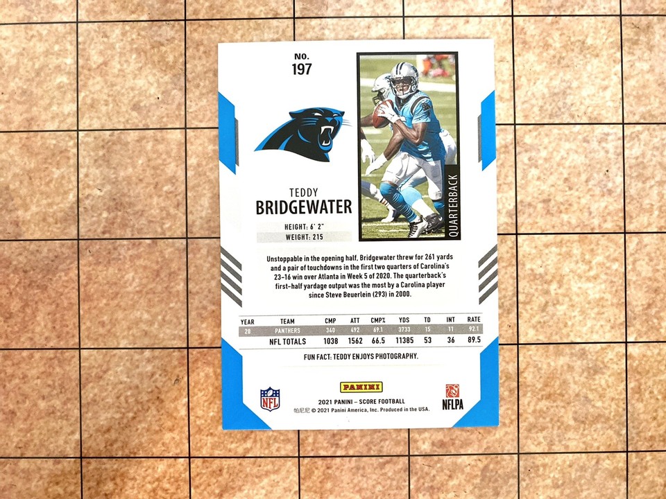 2021 Score Football Teddy Bridgewater #197 Lava Parallel #/575 Carolina ...