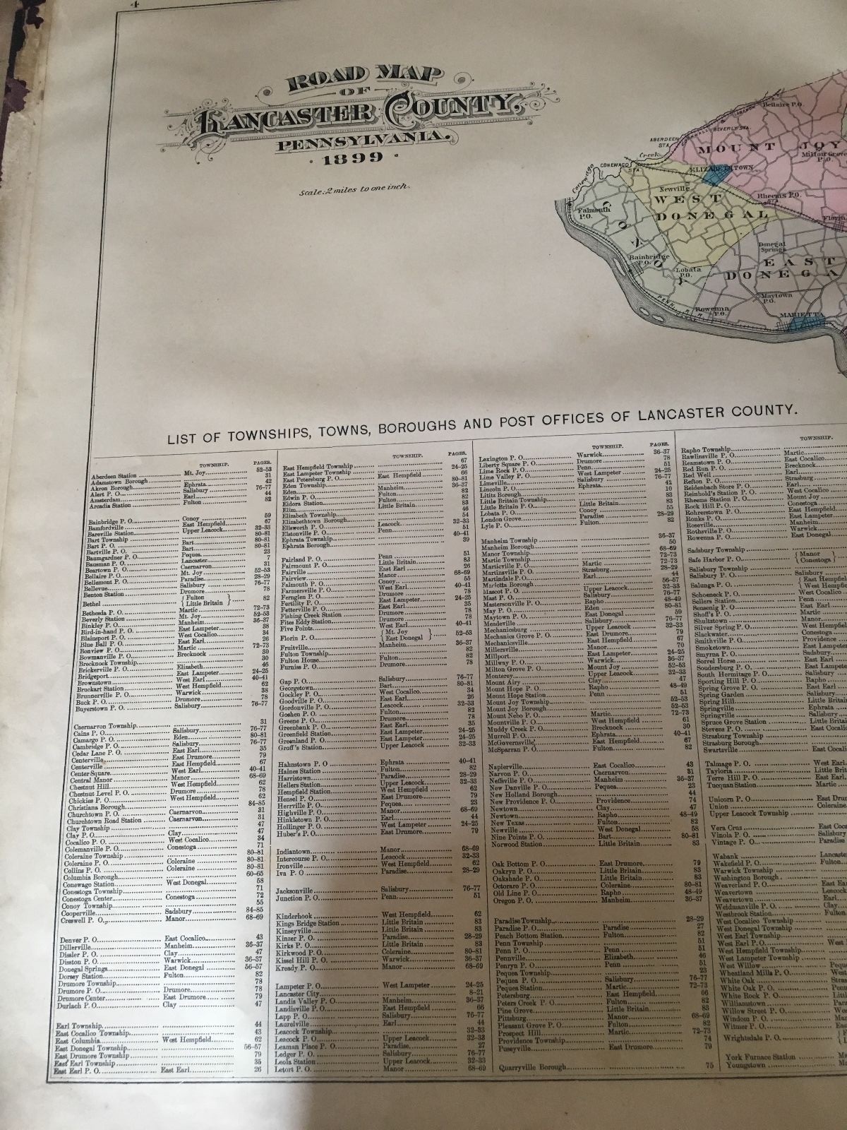 1899 LANCASTER COUNTY PA ROAD MAP PLATS 4 & 5 ATLAS MAP | eBay