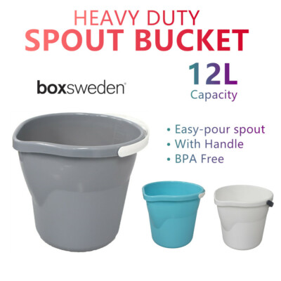 12L Heavy Duty Plastic Bucket w Handle Assorted Colours Storage Bucket ...