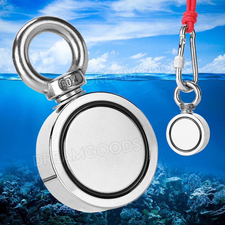 200kg Salvage Strong Recovery Magnet Neodymium Hook Treasure Hunting ...