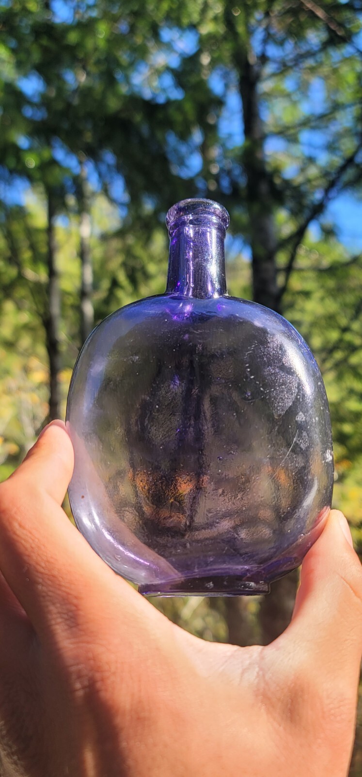 1870s Beautiful Deep Lavender Pumpkinseed Whiskey Flask☆ 1 Amethyst ...