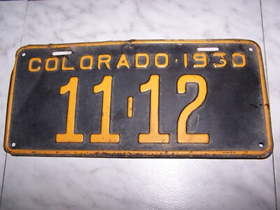 Rare numbers!!! Vintage 1930 Colorado License Plate 11-12 (single) 4 ...