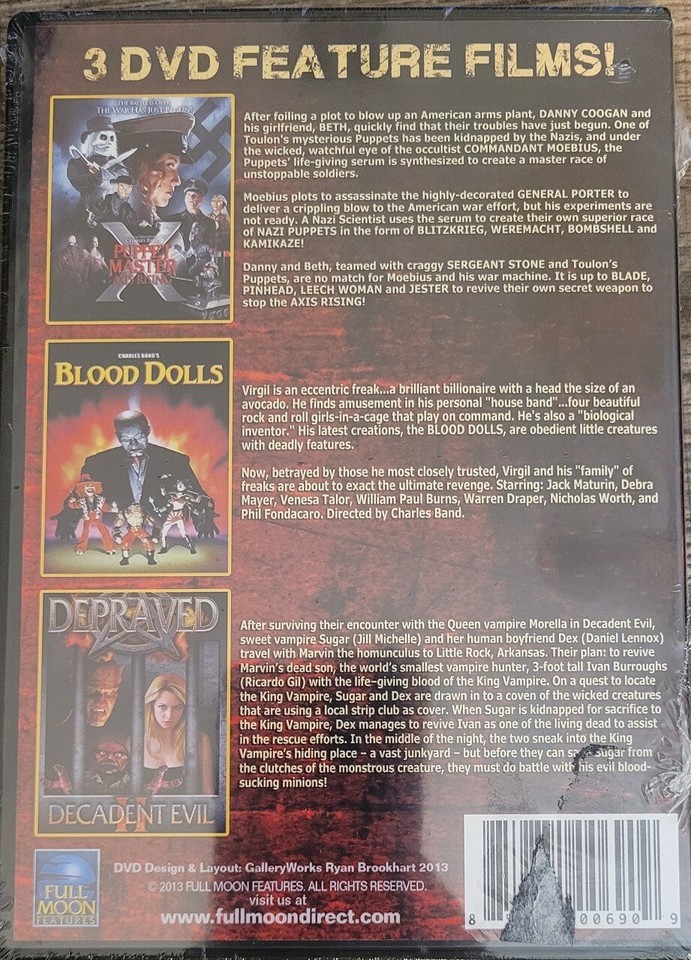 Full Moon Triple Feature - Puppet Master X, Blood Dolls, Decadent Evil ...
