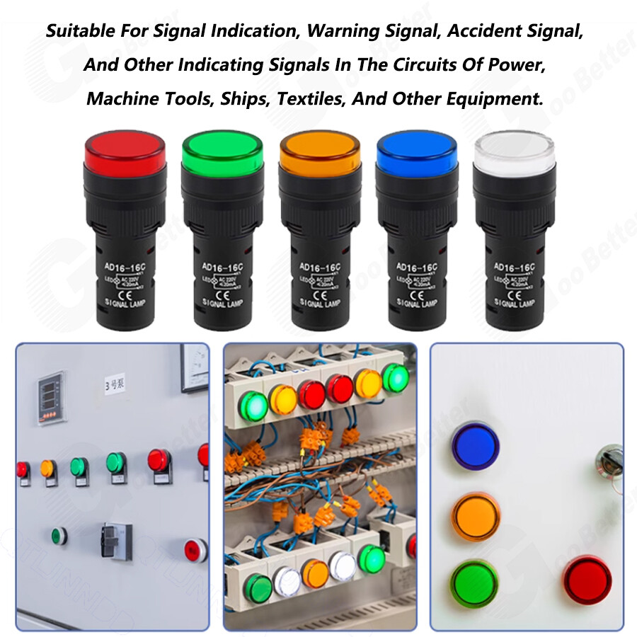 16/22mm Pilot Light LED Indicator Warning Lamp Panel Mounting 12V 24V ...