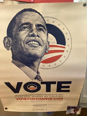 OBAMA 2008 VOTE NORTH CAROLINA OBAMA/BIDEN POSTER | eBay