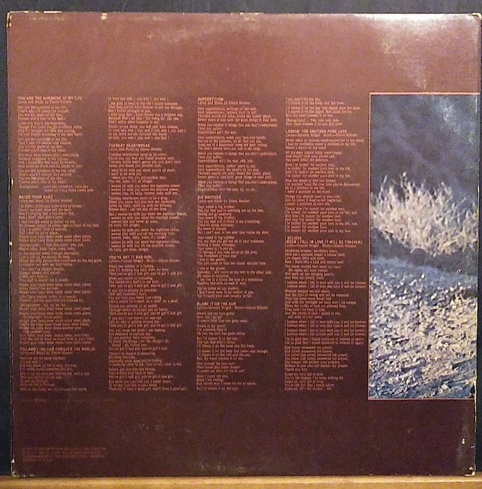 1972 "TALKING BOOK" by Stevie Wonder LP Vinyl Record (TAMIA) MOTOWN ...