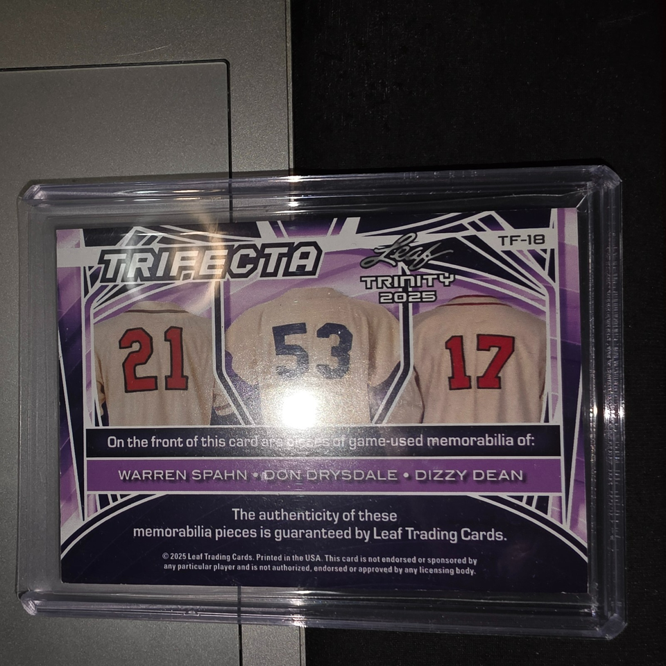 2025 LEAF BLUE LEAF TRINITY TRIFECTA #TF-18 WARREN SPAHN RELIC 5/5 | eBay