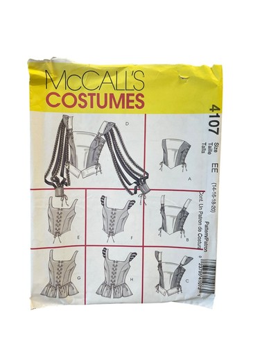 UNCUT FF Sewing Pattern McCalls 4107 Renaissance Corset Top Miss Size 14-20 | eBay