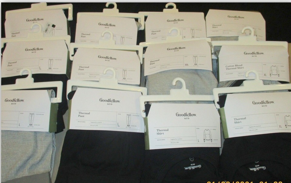 Goodfellow Men's BLACK/GREY/WHITE TEXTURED Thermal TOPS or BOTTOMS Mix ...