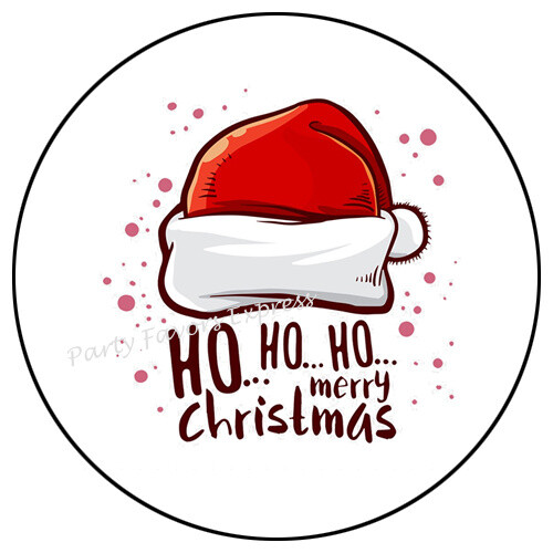 HO HO HO MERRY CHRISTMAS SANTA HAT ENVELOPE SEALS LABELS STICKERS PARTY ...