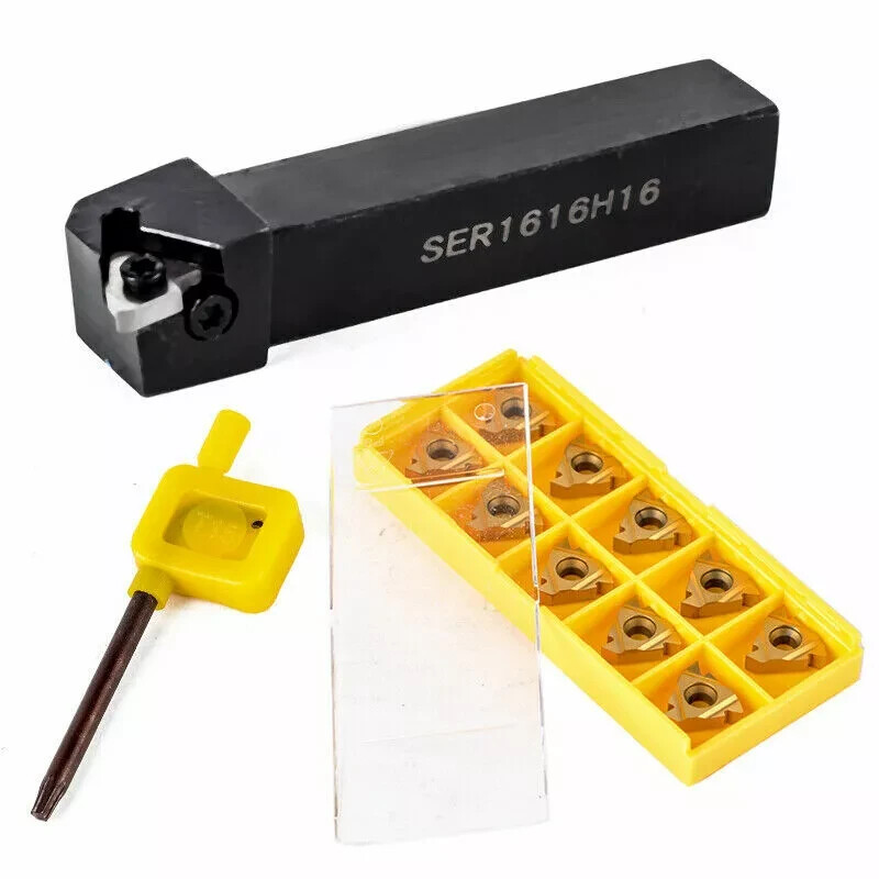 SER1616H16 Lathe Turning Tool Holder+10Pcs 16ER AG60 Threading Carbide ...