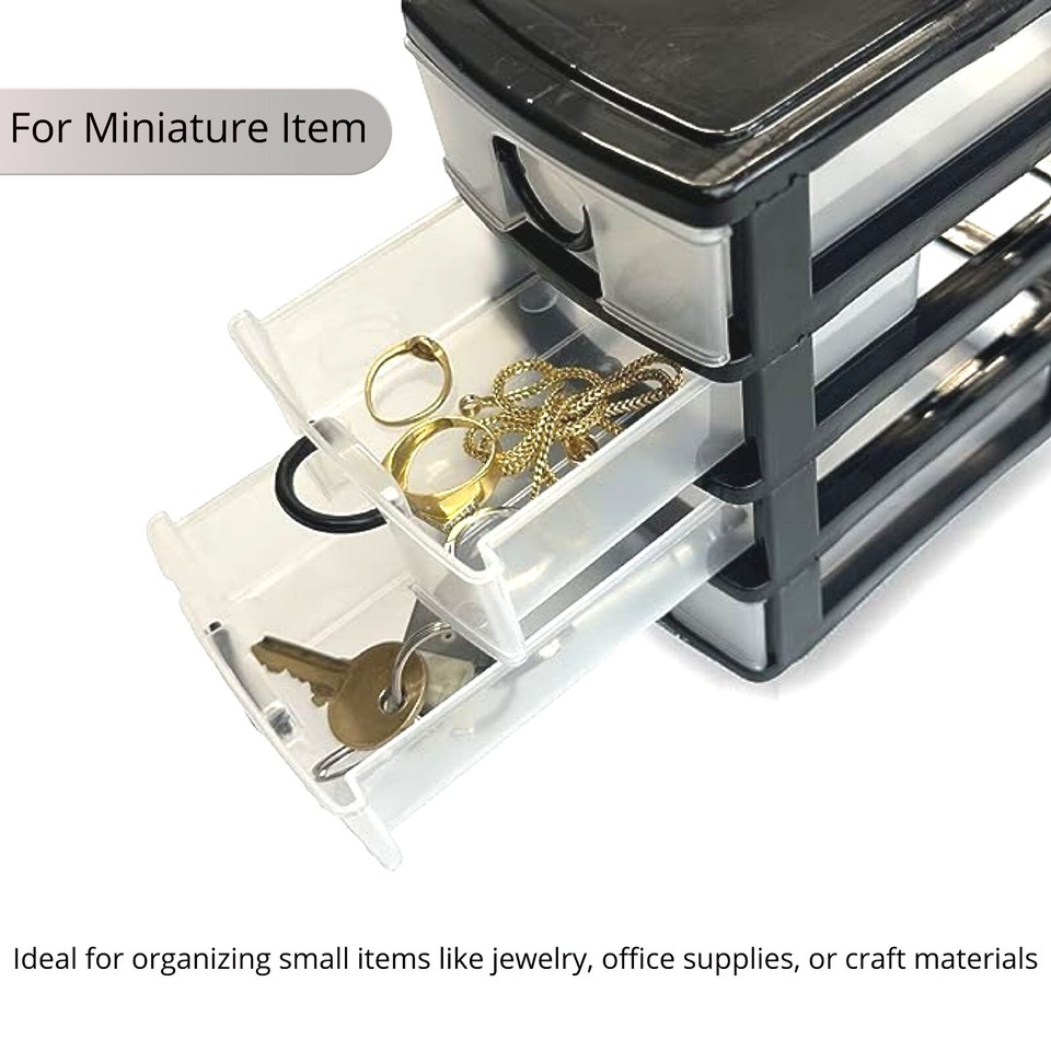 2 x 4 Tier Mini Storage Drawers Draw Tower Unit Office School Jewellery ...